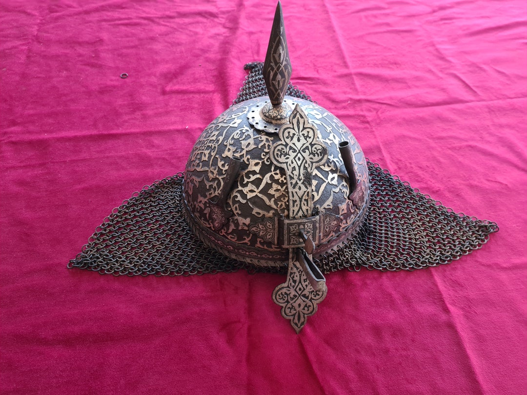 Vintage Mughal Islamic Medieval Ottoman Warrior Kulah Khud Helmet With ...