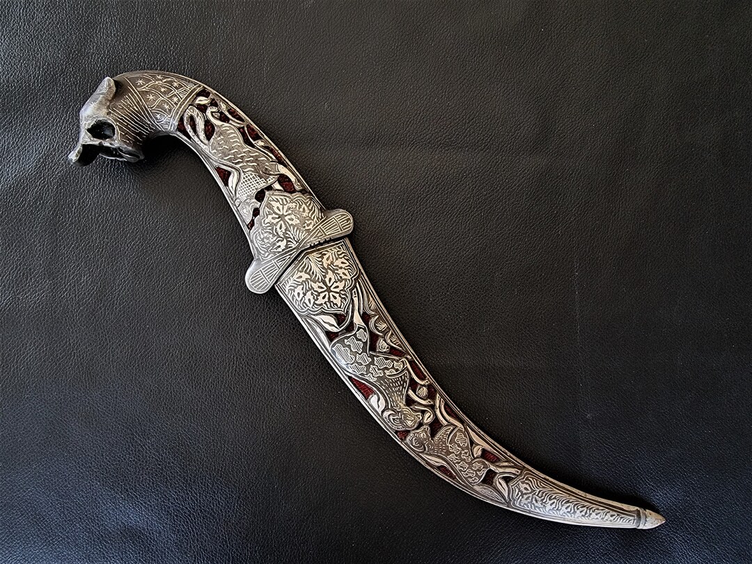 Vintage Old Indian Handcrafted Tiger Head Oriental Indo Persian Hand ...