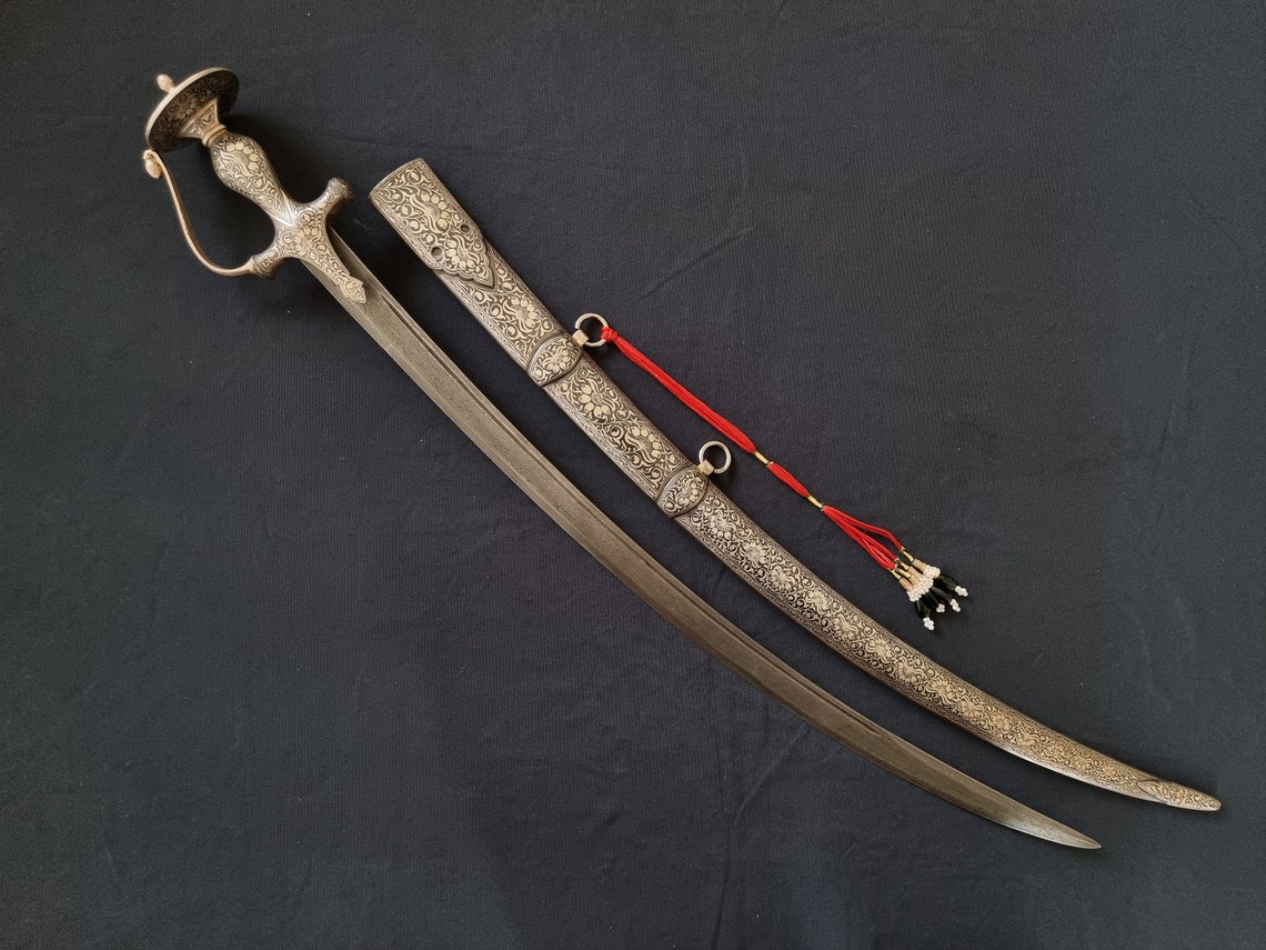 Indian sikh rajput mughal sword talwar shamshir with silver | Etsy
