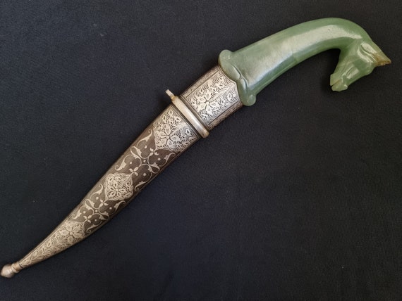 Vintage Indo Persian Mughal Jade Dagger With a Silver Koftgari - Etsy