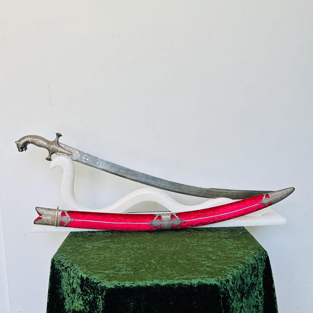 Indian Handcrafted Ceremonial/wedding Sword With Tiger Head Hand Grip ...