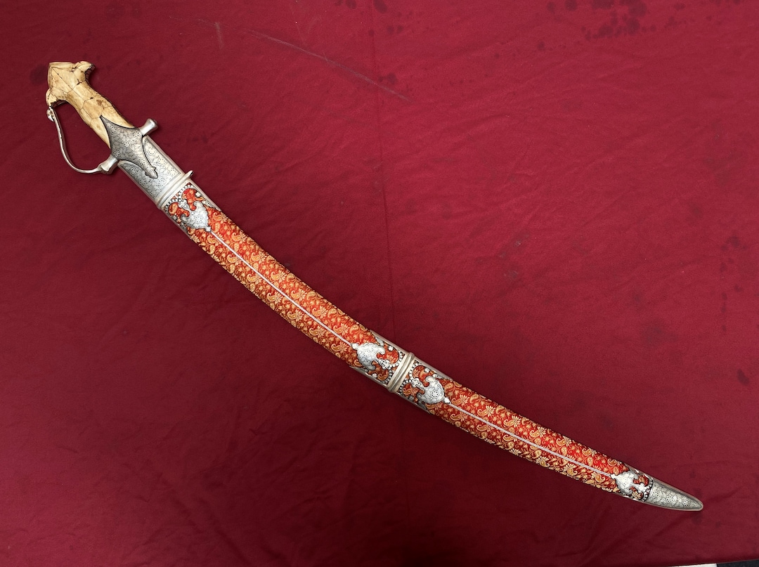 Vintage Indian Royal Sikh Rajput Shamshir Sword With Silver Koftgiri ...
