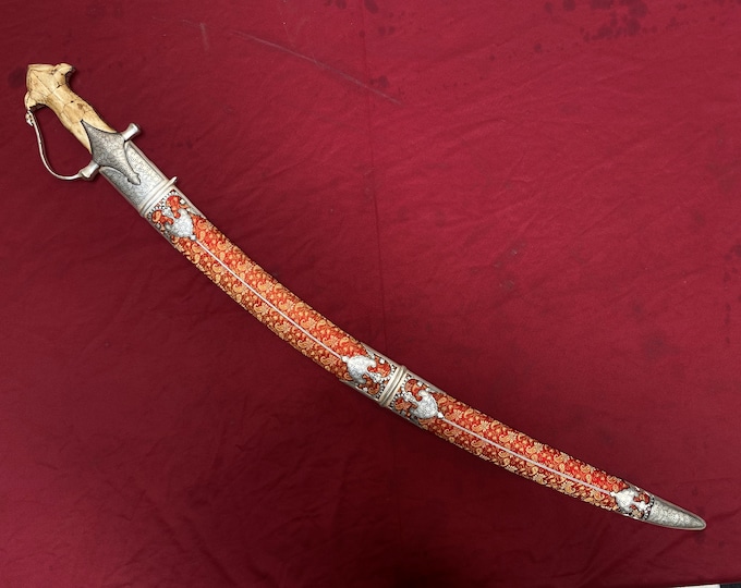 Vintage Indian Royal Sikh Rajput Shamshir Sword With Silver Koftgiri ...