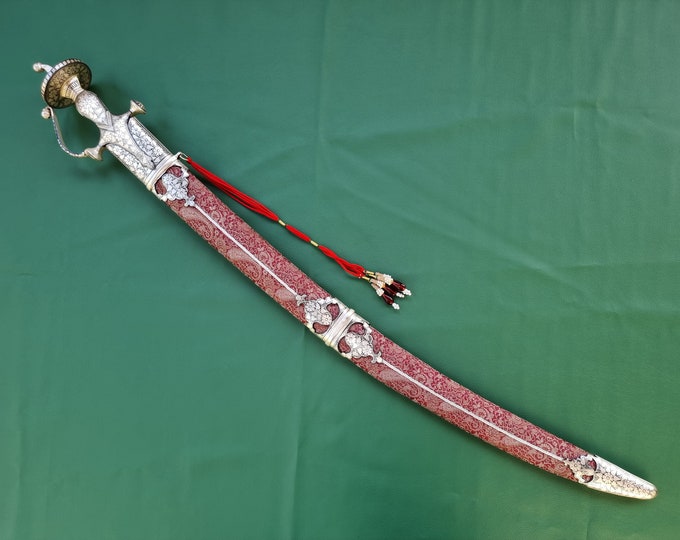 Indian Wedding Ceremonial Sikh Rajput Talwar/sword With Silver ...