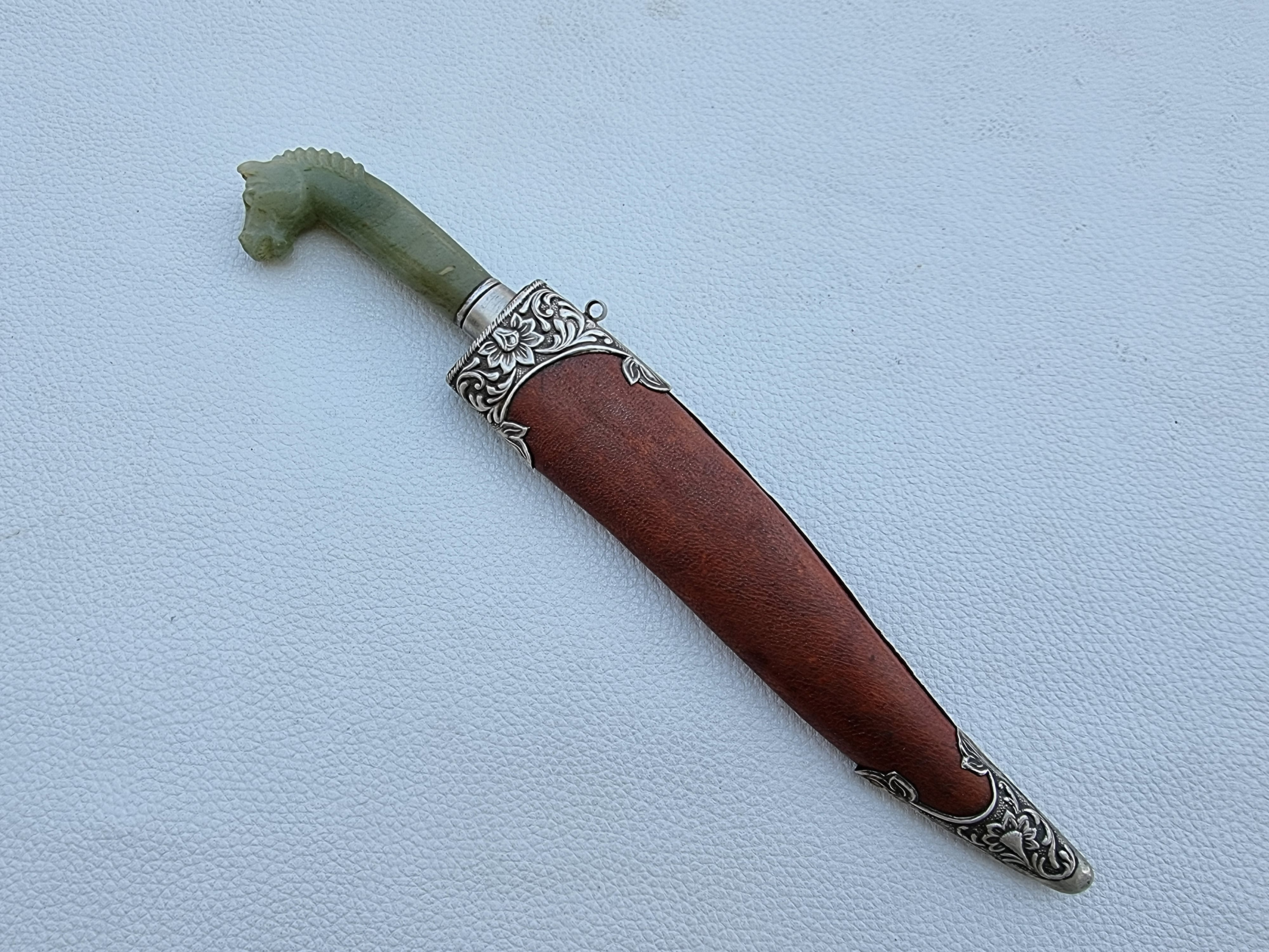 Vintage Jade Hilt Dagger With Pure Silver Chape and Locket With ...