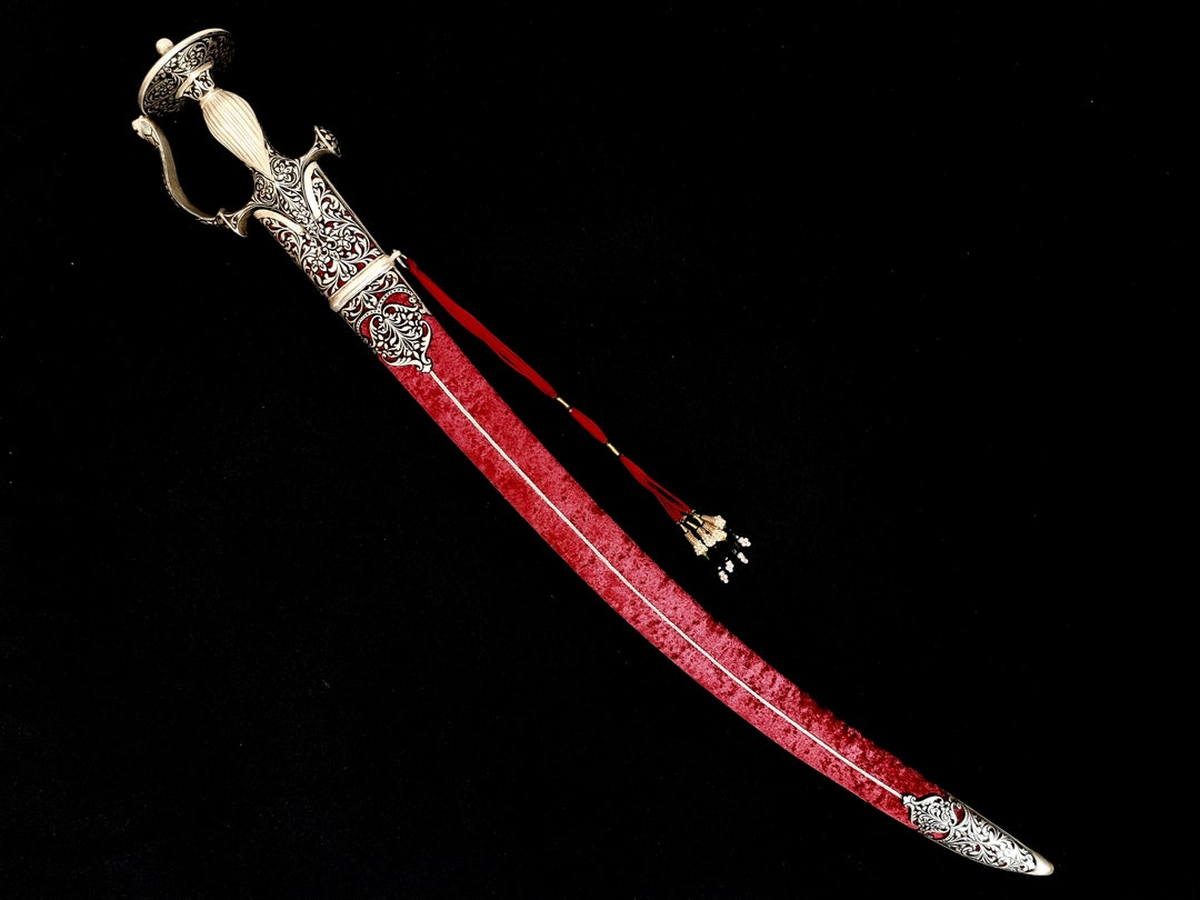 Handcrafted Indian Talwar Sword: Silver Damascening, Engraved Blade - Etsy