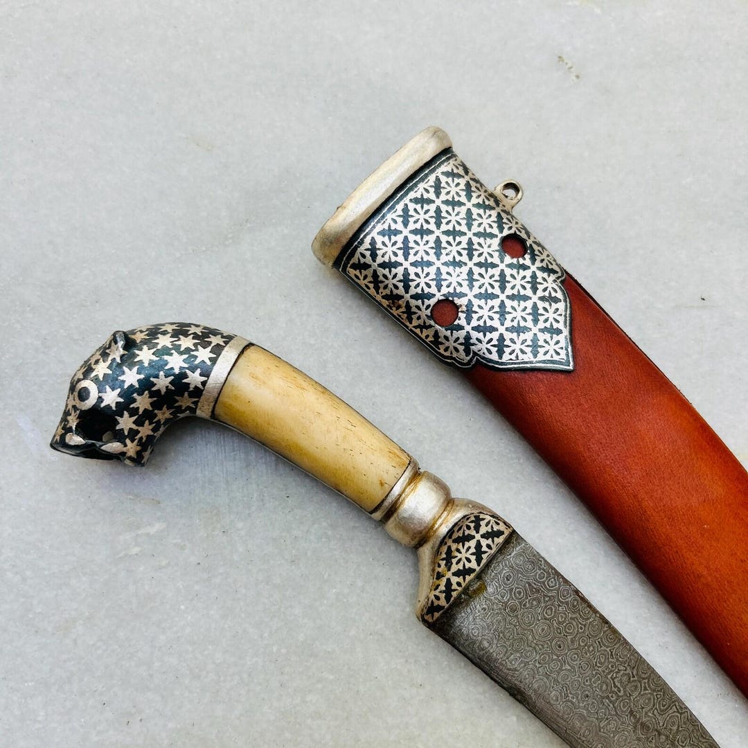 Indian Handcrafted Indo Persian Peshkabz Dagger Knife With Tiger Head ...