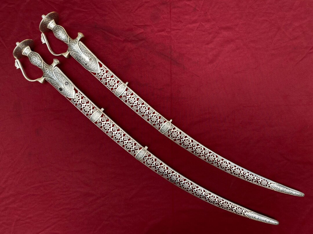 Indian Sikh Rajput Mughal Sword Talwar Shamshir With Silver Koftgari ...