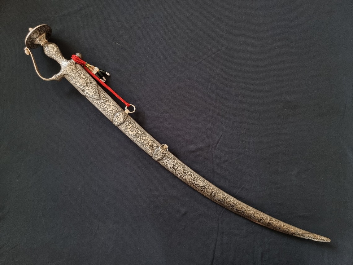 Indian sikh rajput mughal sword talwar shamshir with silver | Etsy