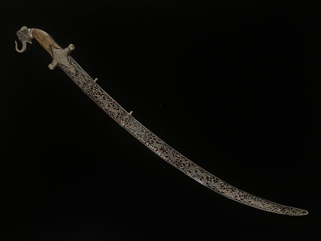 Vintage Indian Handcrafted Silver Damascened Rajput Sikh Maratha Sword ...