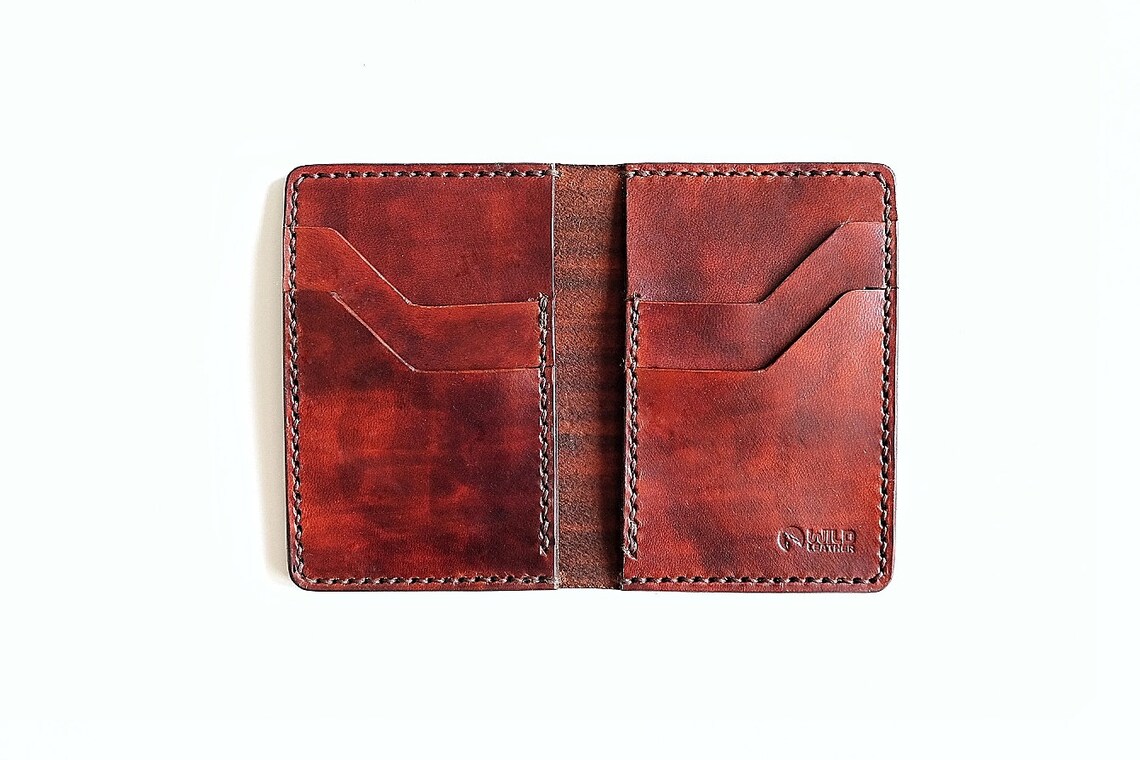 Brown Leather Wallet Leather Slim Wallet Minimalist Wallet - Etsy