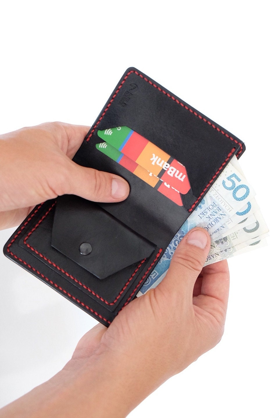 Man's wallet mens leather wallet with a coin pocket mens | Etsy