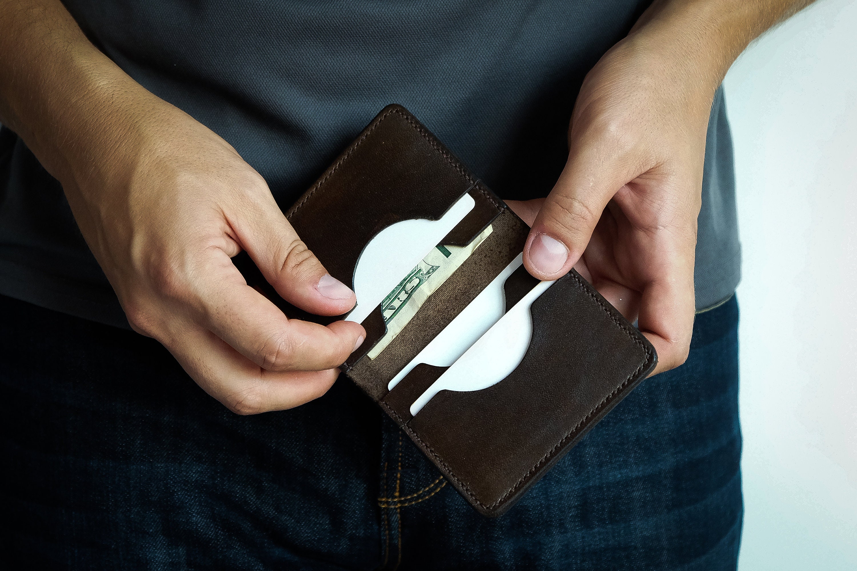 Small Leather Wallet Bifold Wallet Slim Wallet 5 Pocket | Etsy