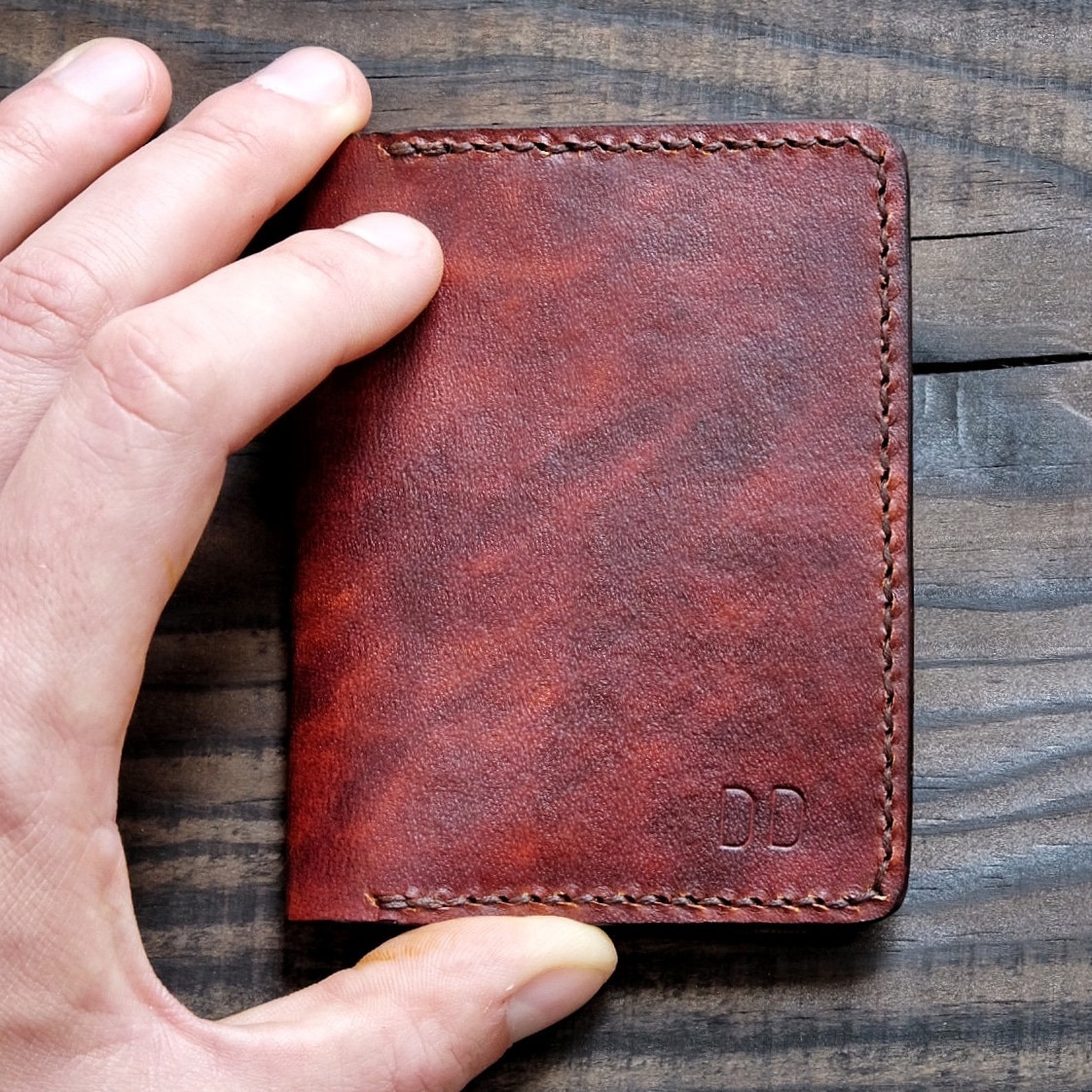 Brown Leather Wallet Leather Slim Wallet Minimalist Wallet - Etsy