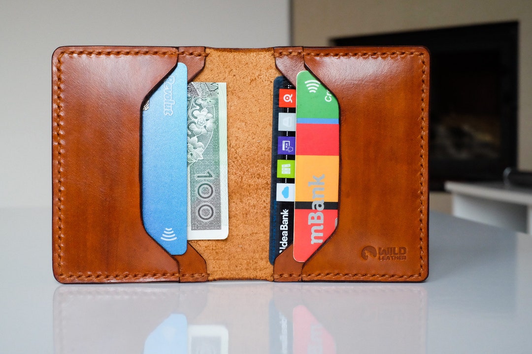 Small Leather Wallet Bifold Wallet Slim Wallet 5 Pocket - Etsy