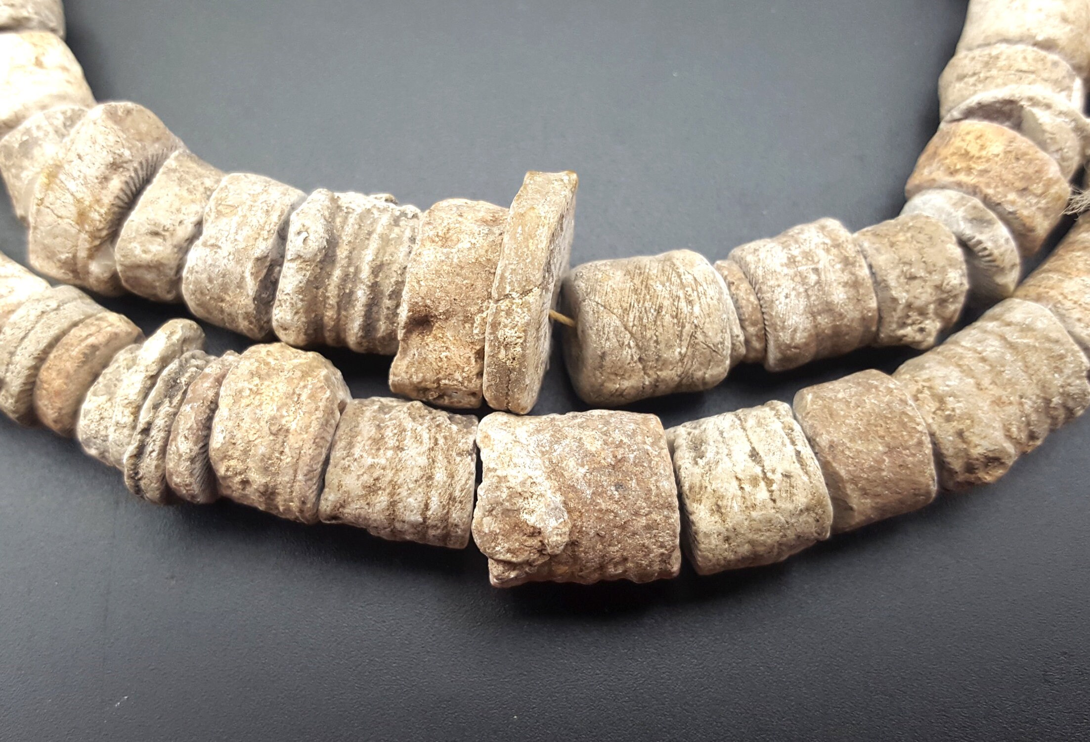 Very Rare 2,000 BC Neolithic Primitive Stone Coin Disc Beads Strand ...