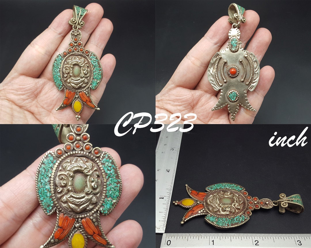 Wonderful Ancient Turkoman Silver Badge Red Coral Blue Turquoise Stone Dangle Earrings CP323 - Etsy