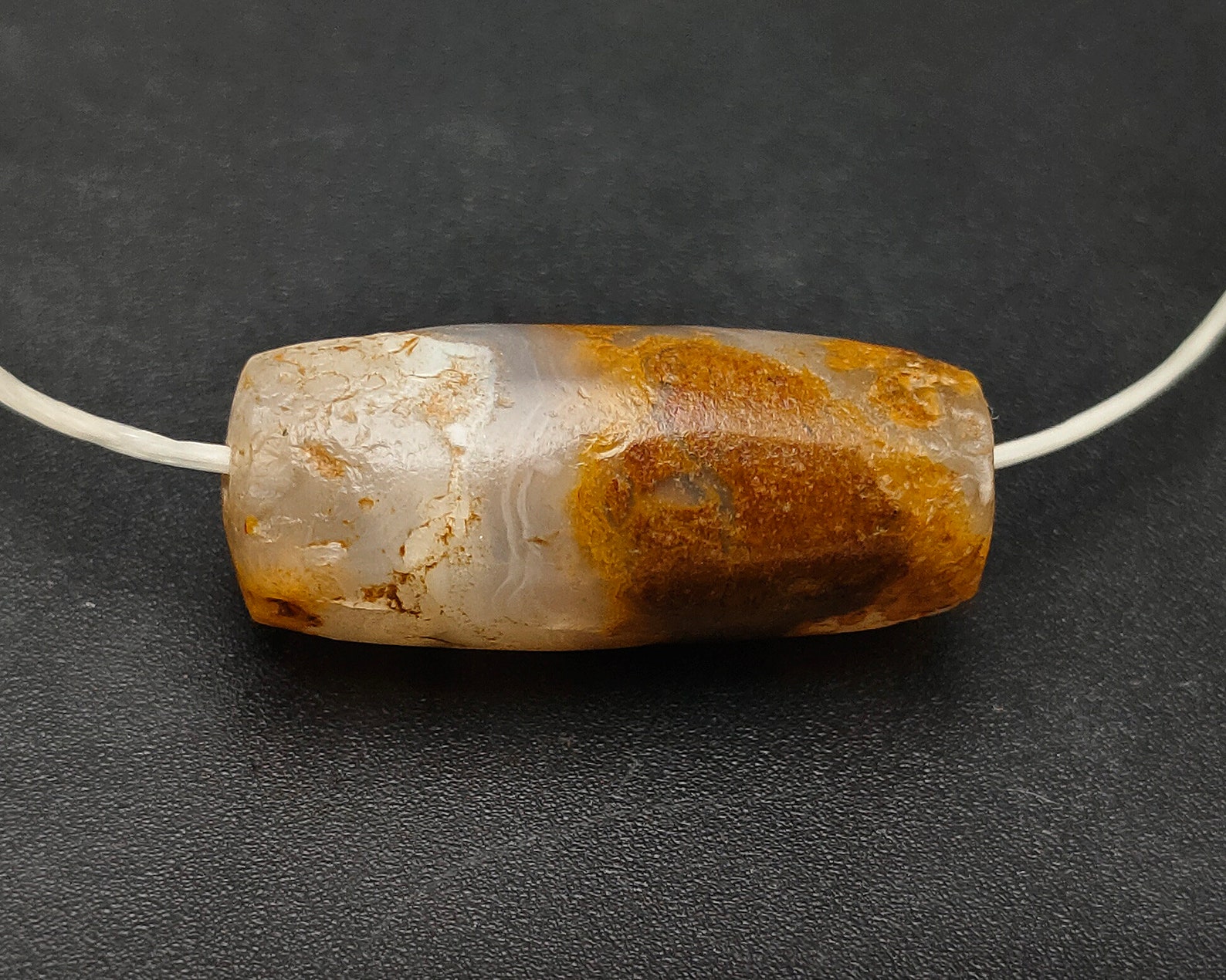OLD Ancient Roman Bactrian Crystal Quartz Stone Tube Cylinder Bead # ...