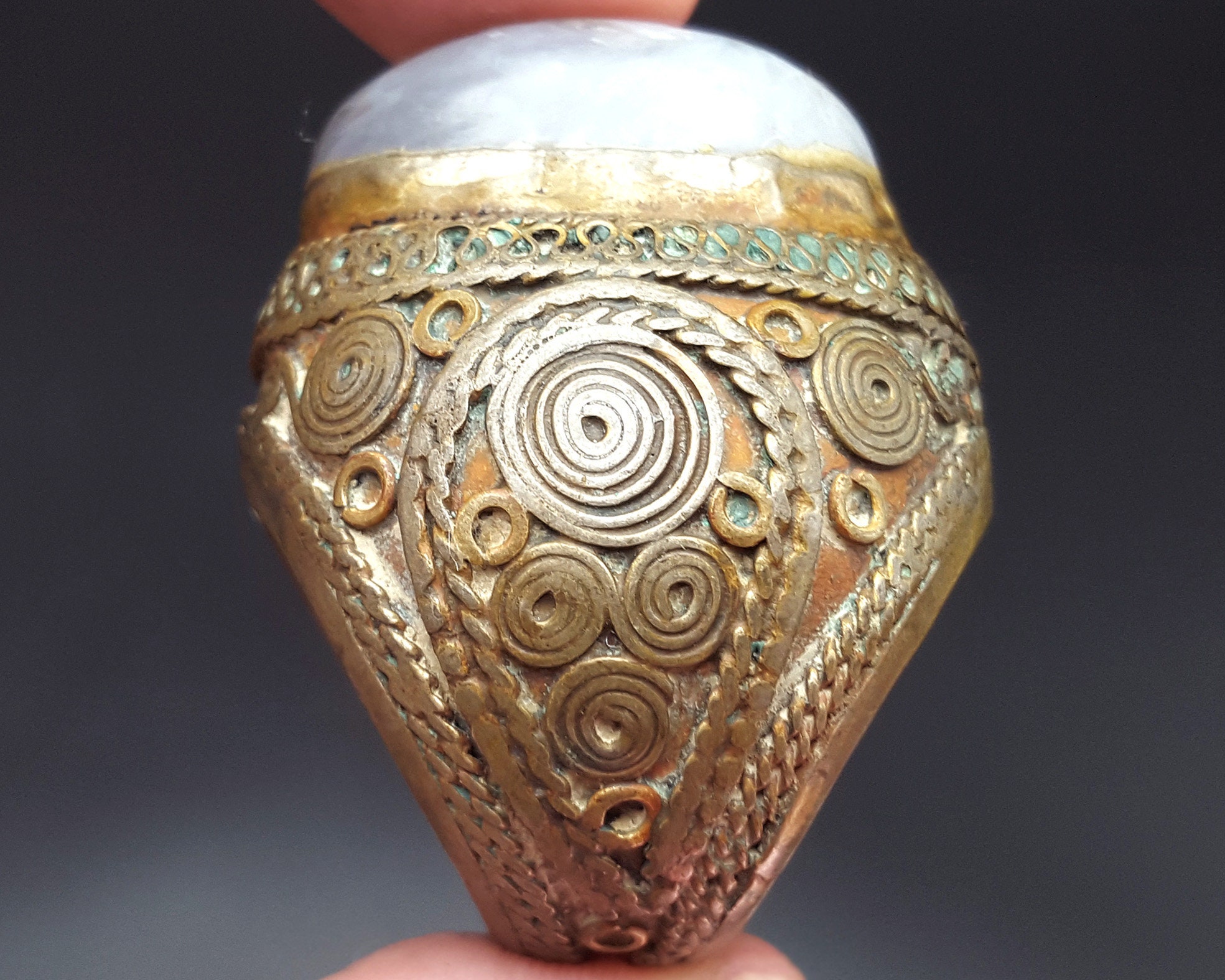 Ancient Roman Natural White Agate Intaglio Warrior Bronze Ring - Etsy