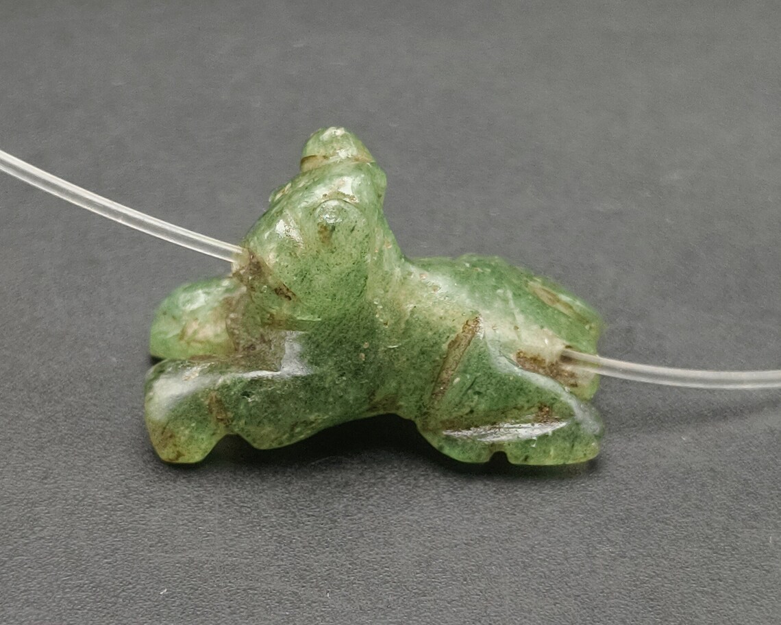 Ancient Egyptian Natural Jade SPHINX TIGER Hand Carved Bead Handmade # ...