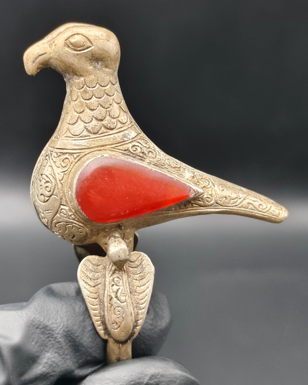 Ancient Roman Style Zoomorphic Bird With Carnelian Wings Silver Ring ...