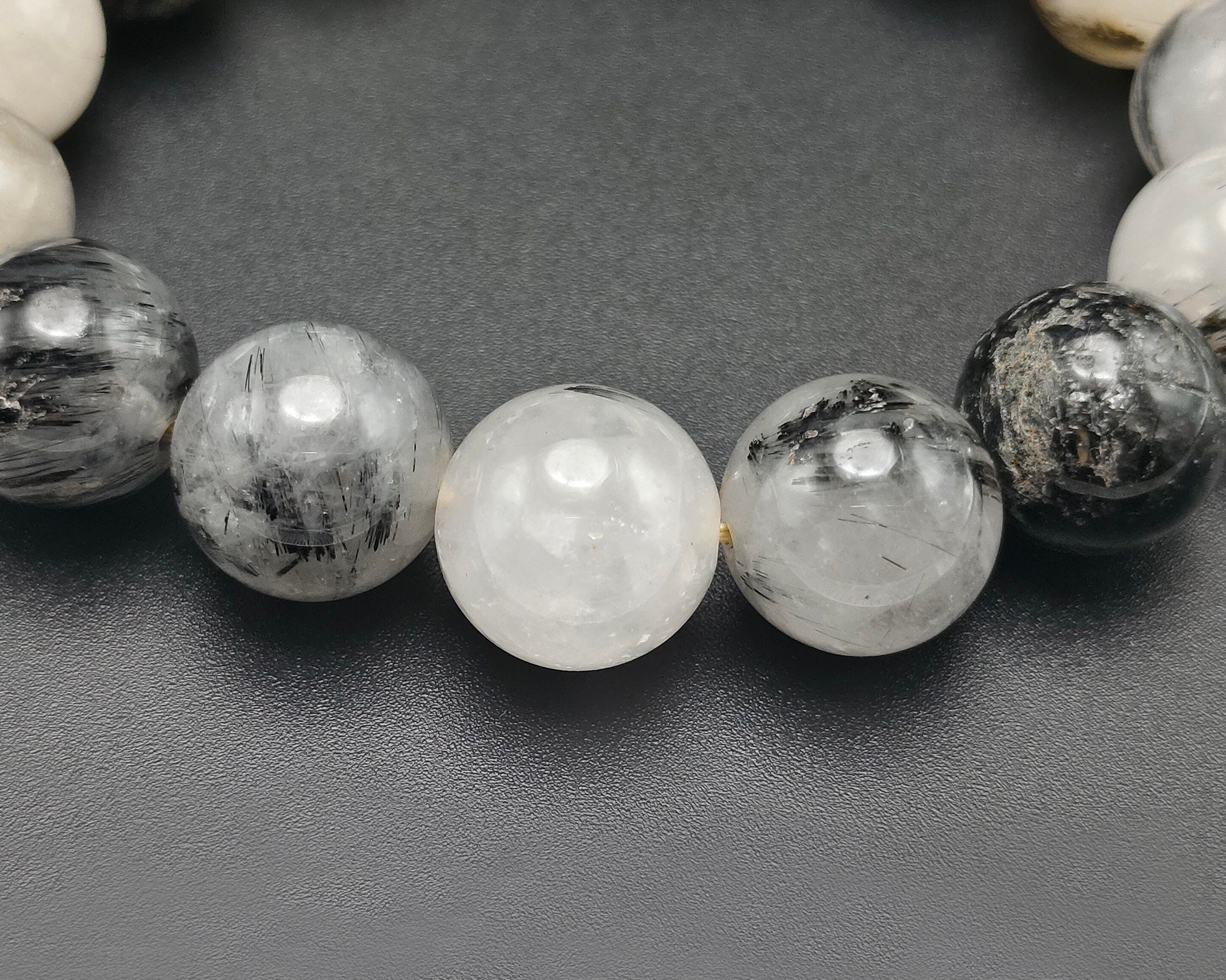 14mm Natural Black Leklai Crystal Quatz Gemstone Healing Ball Beads ...