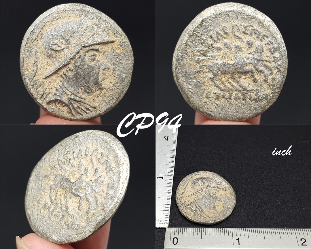Old Excavated General Eucratides Face of Greek Bactrian Silver Coin # ...