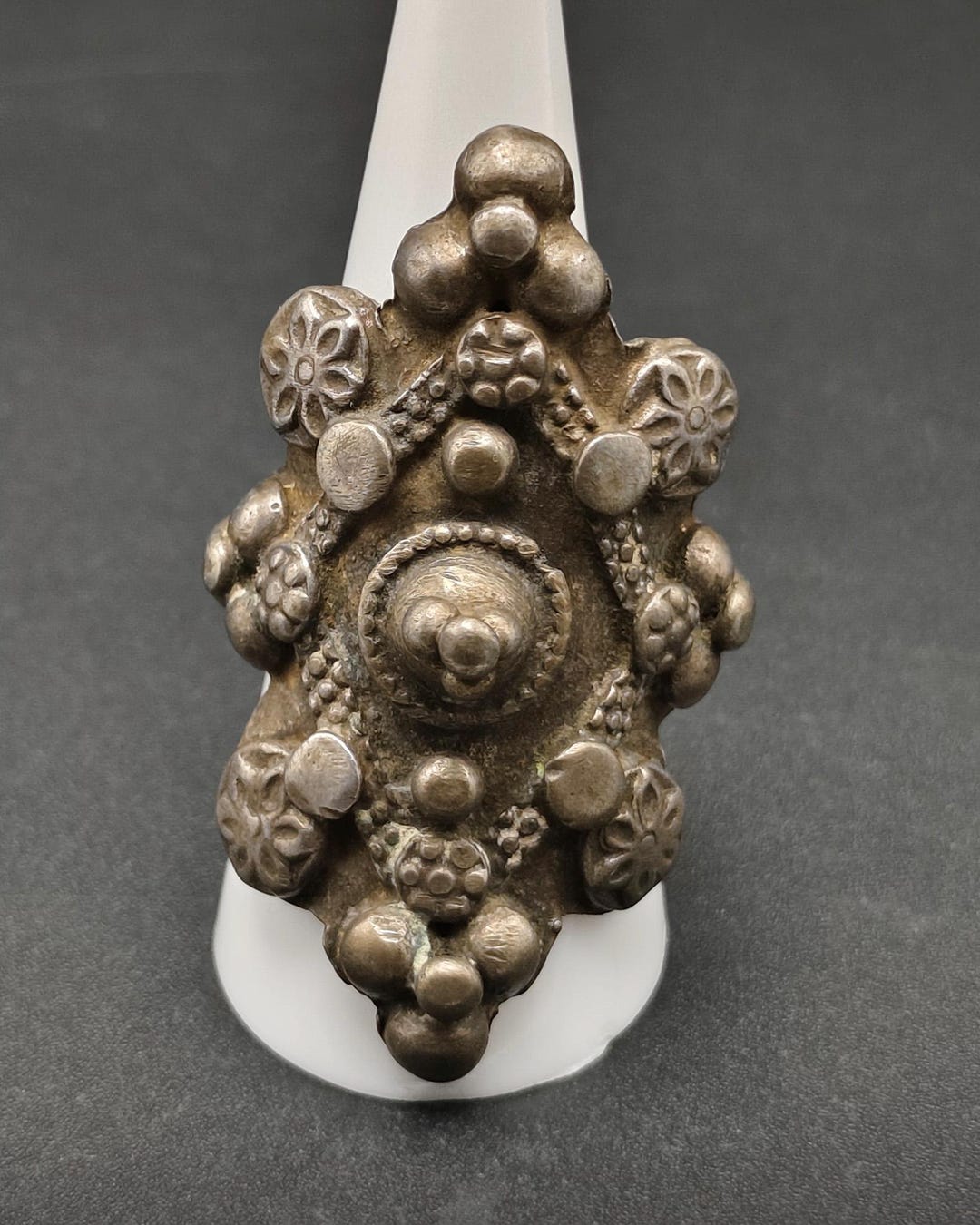 Stunning Medieval Old Silver Tribal TURKOMAN Uzbek Shield Ring Afghan ...