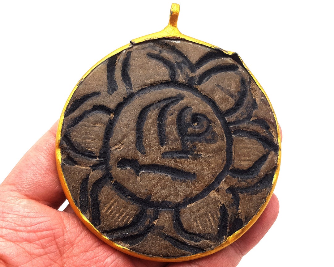 Unique Huge Near Eastern Intaglio Animal Deer Stone Gold Plated Pendant ...