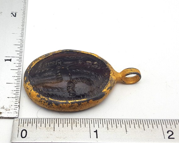 Vintage Medieval Greek Myth intaglio Agate Stone Gold… - Gem