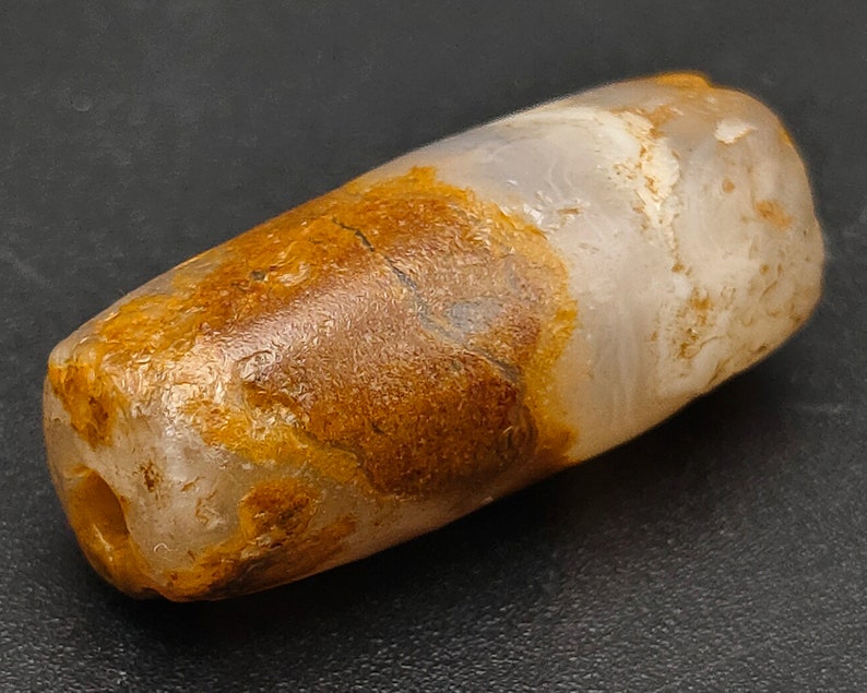 OLD Ancient Roman Bactrian Crystal Quartz Stone Tube Cylinder Bead # ...