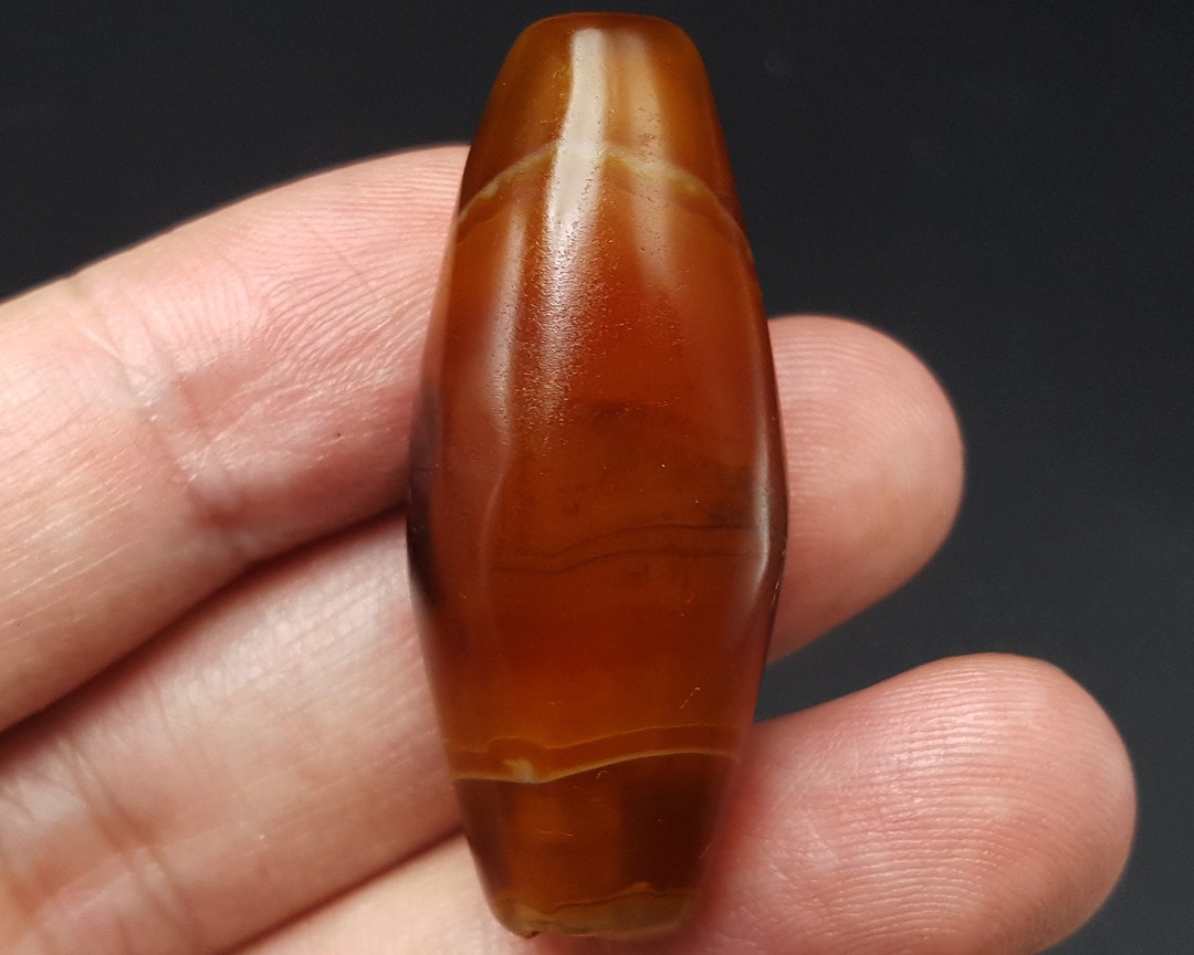 1.5" Ancient Himalayan Suleimani Pakistan Tibetan Patterns Agate Stone ...