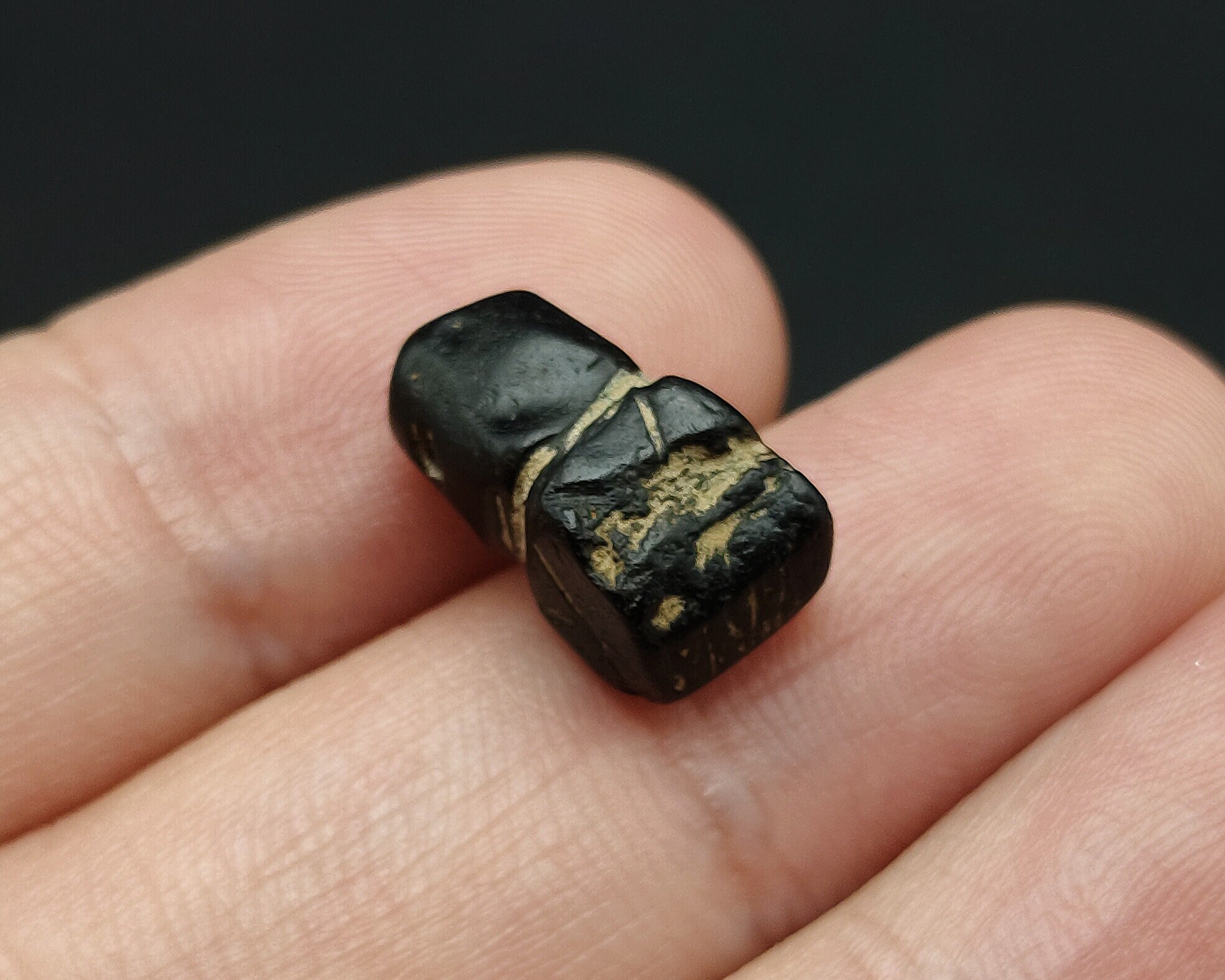 Near Eastern Black Stone Hatch Pattern Square Bead Pendant #cp528c - Etsy