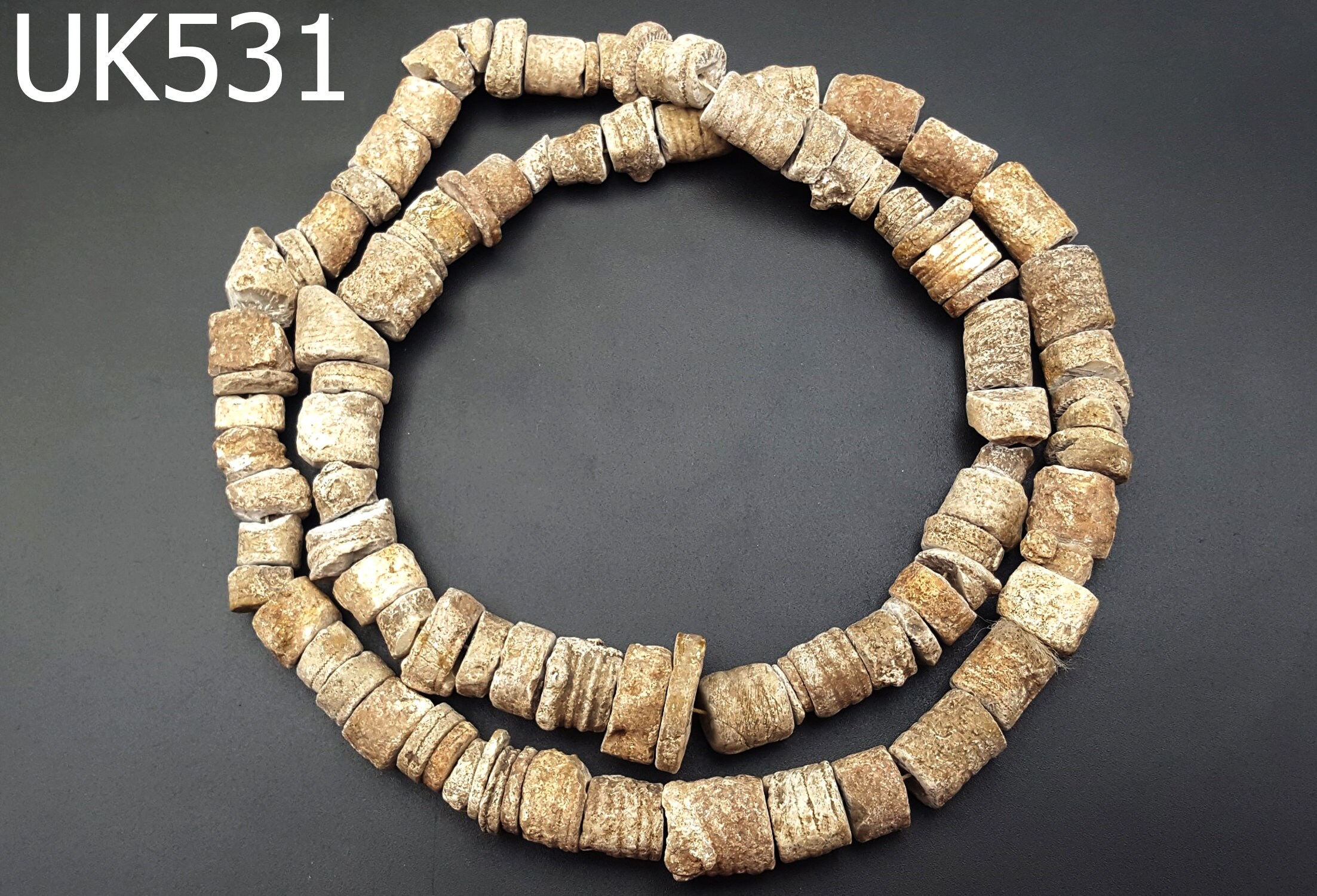 Very Rare 2,000 BC Neolithic Primitive Stone Coin Disc Beads Strand ...