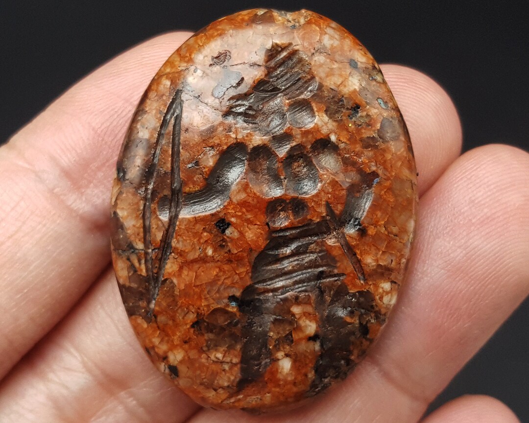 Antique Roman Emperor Warrior Intaglio Flat Seal Stamp Agate Stone Bead ...