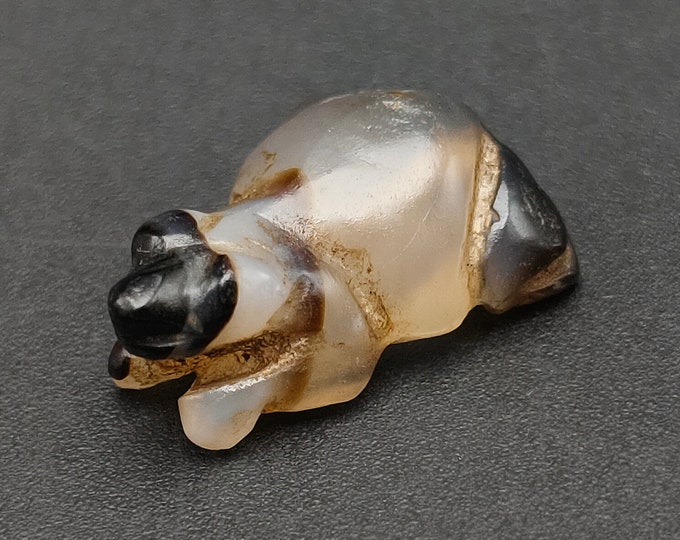 Ancient PYU Tibetan Himalayan Crystal Agate Stone Carved Frog Bead # ...