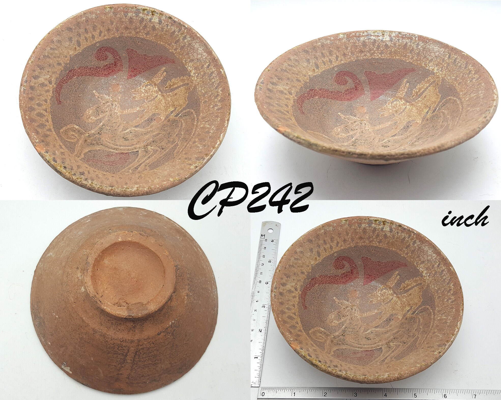 6 Wonderful Bowl Persian Islamic Pottery Centuar & Horse Stoneware ...