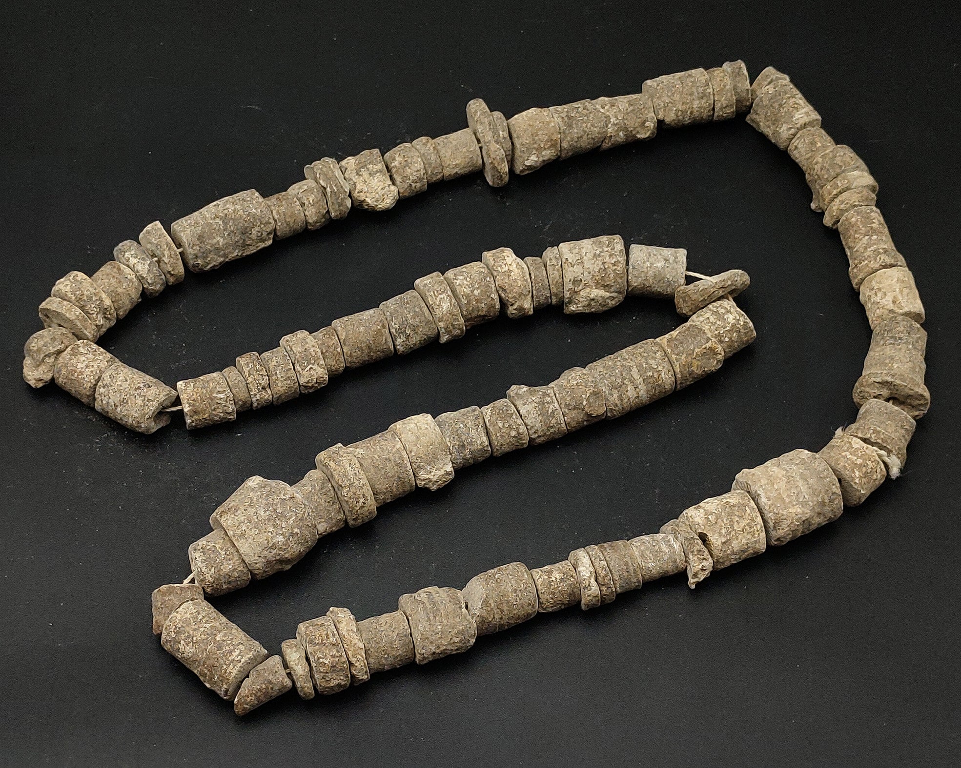 Ancient Neolithic Stone Tube Coin Beads Strand Necklace #cp458c - Etsy