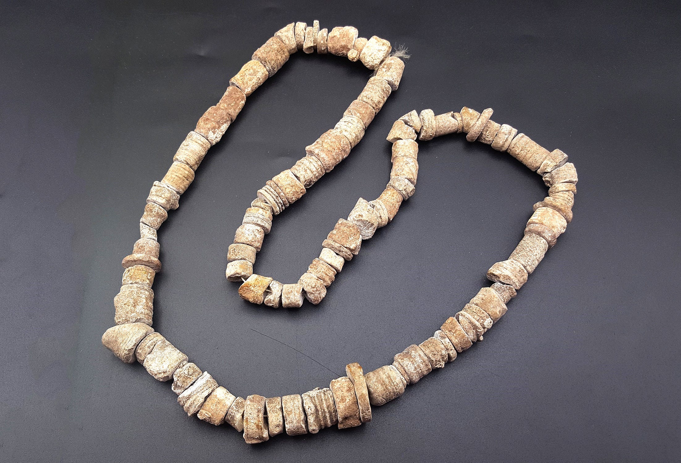 Very Rare 2,000 BC Neolithic Primitive Stone Coin Disc Beads Strand ...