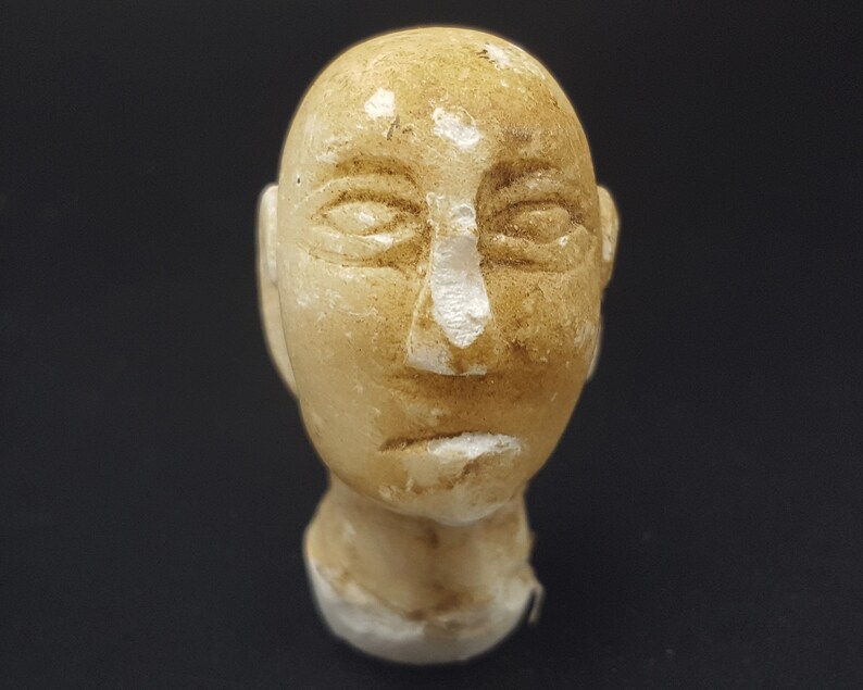 1" Ancient Rare Greco Greek Bactrian Era Male Idol Head Stone Figure ...