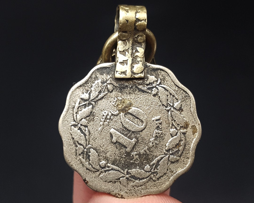 Beautiful Antique Tribal Bedoin Yemen Writing Script Arabic Silver Coin ...