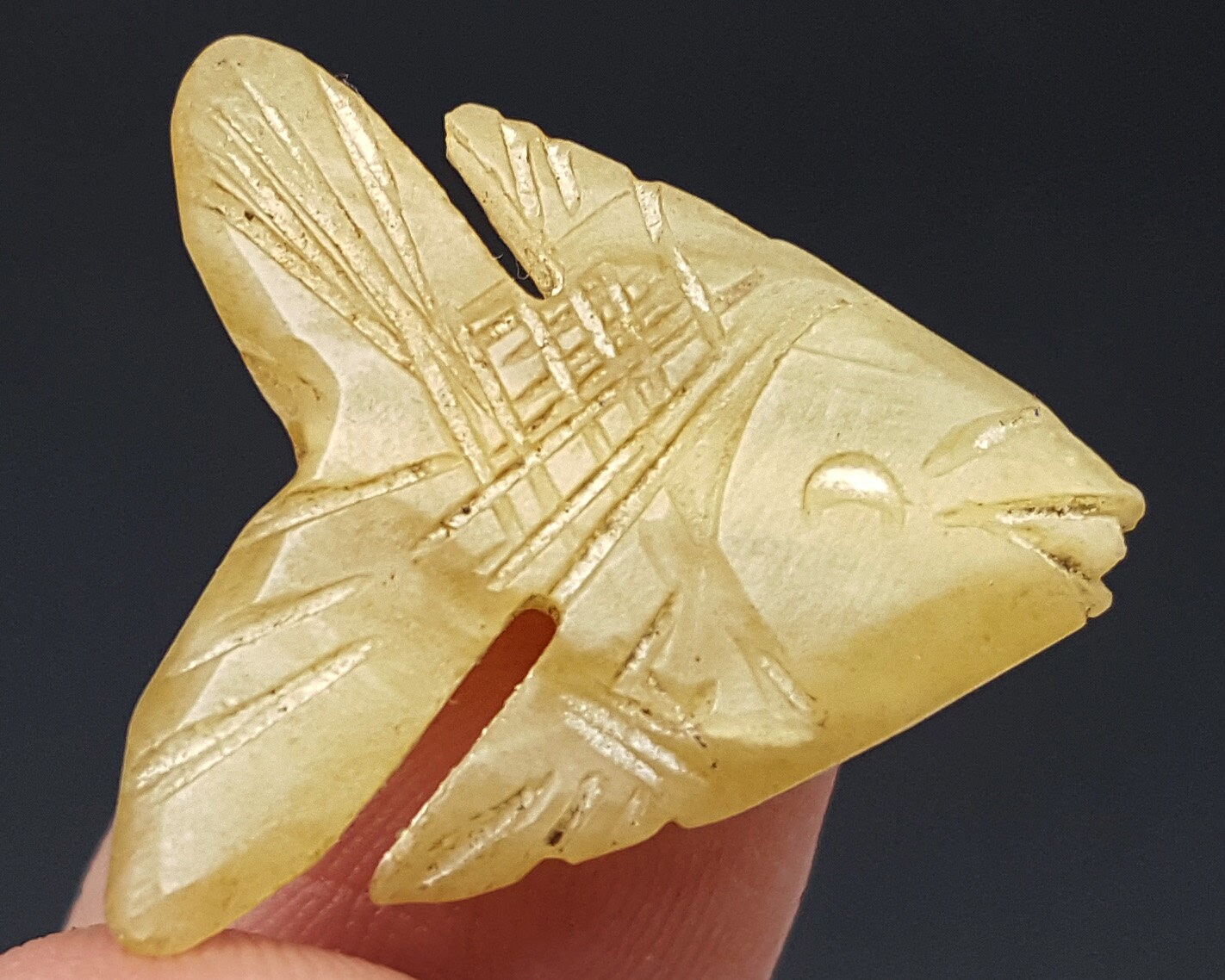 Vintage Indo Tibetan Art Fish Natural Hand Carved Jade Bead Handmade ...
