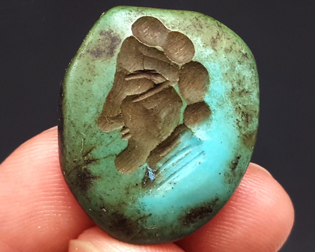 Antiquity Intaglio Roman Emperor King Face Turquoise Stone Bead #cp777c ...