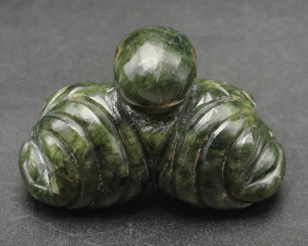 Rare Mayan Culture Style Dark Green Jade Carved Myth Animal Tribal Bead ...