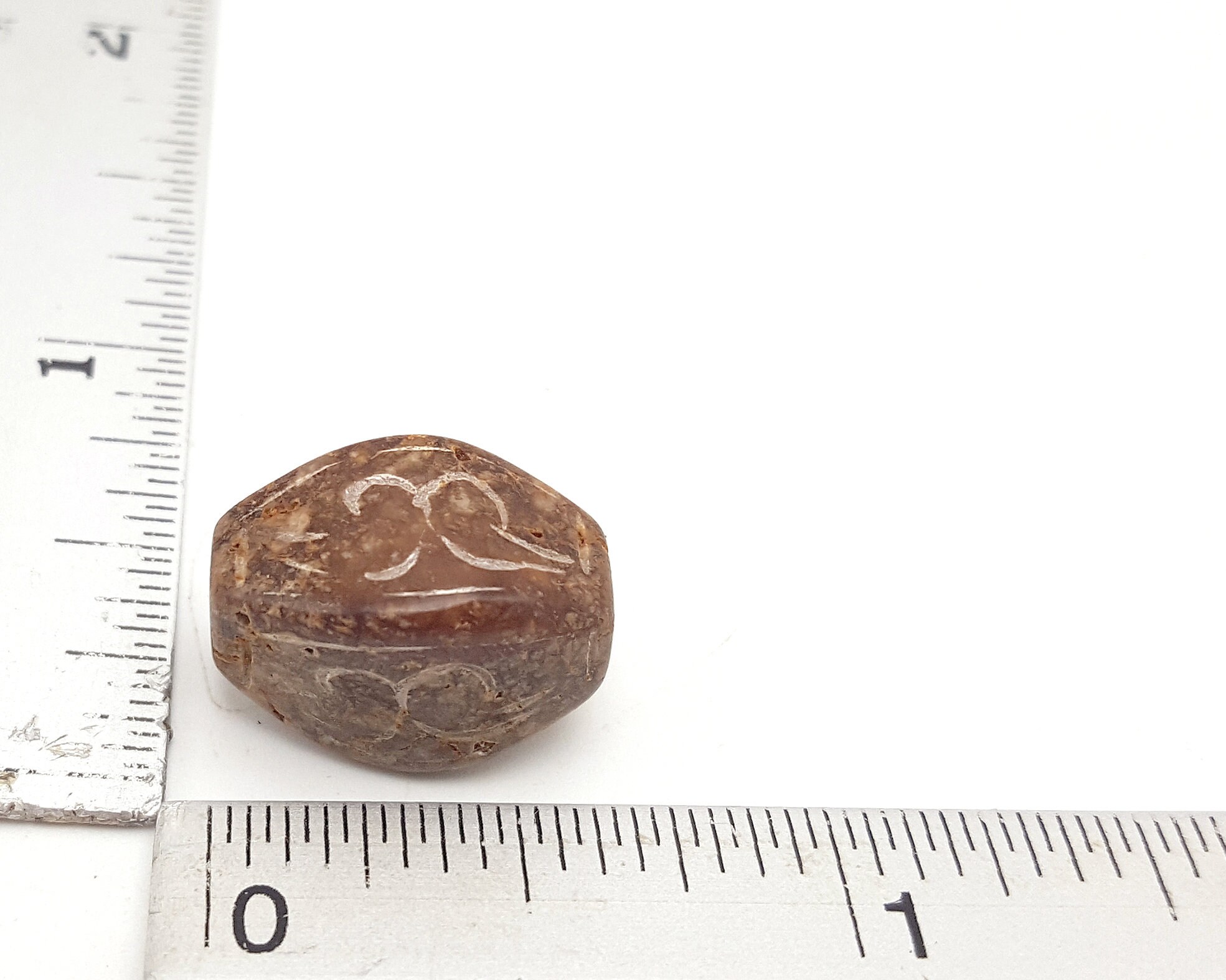 Old PYU Culture SHAN Style Carve Script Stone Bicone Tribal Bead cp175a ...