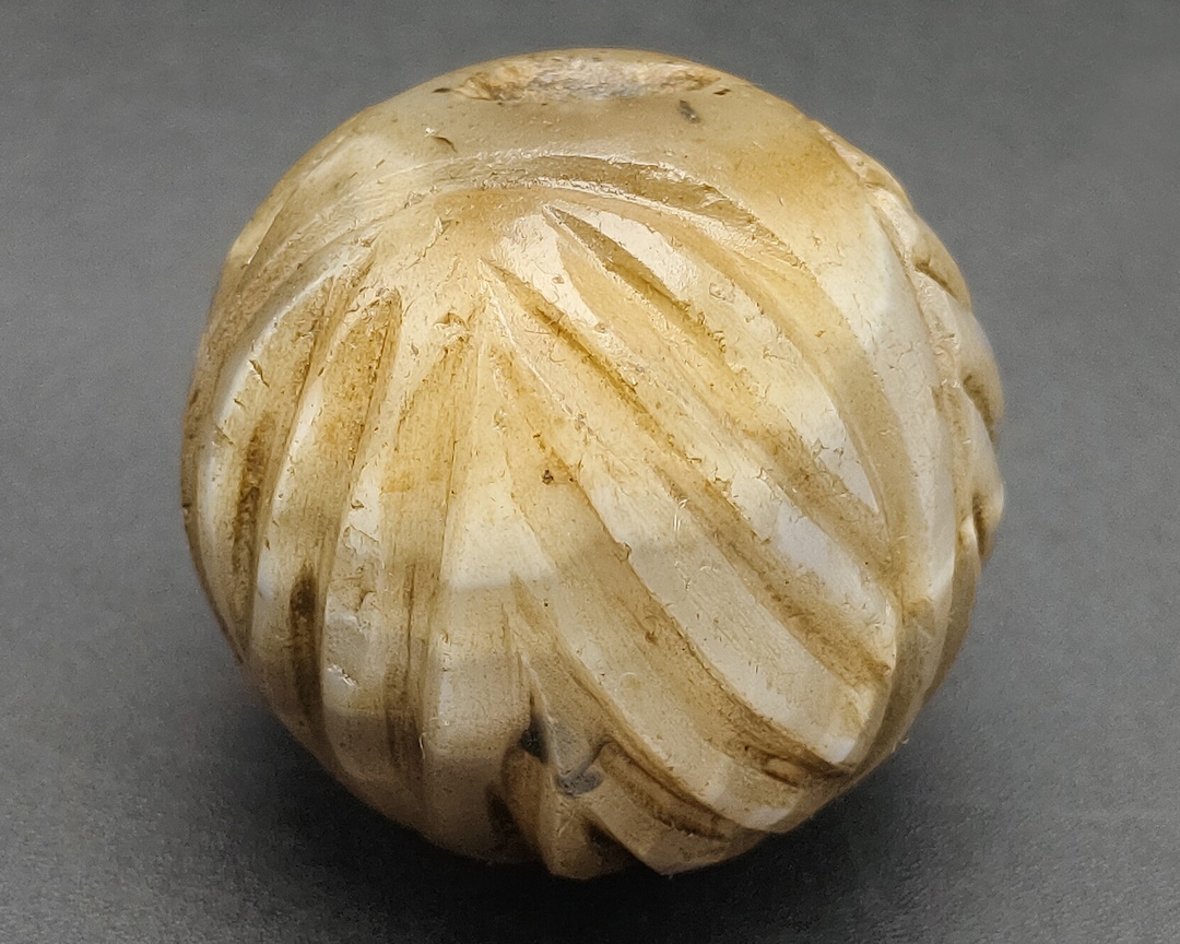 Antique Melon Natural Agate Stone Deep Carved Bead Afghanistan #cp1080c ...