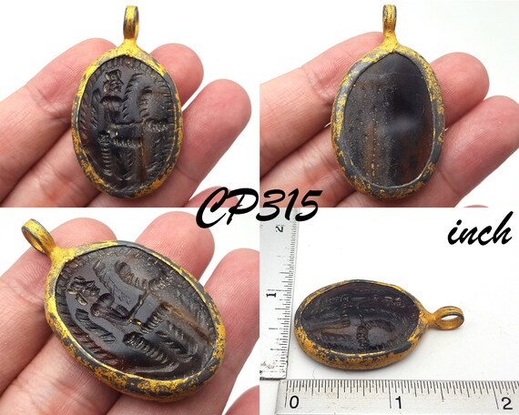 Vintage Medieval Greek Myth intaglio Agate Stone Gold… - Gem