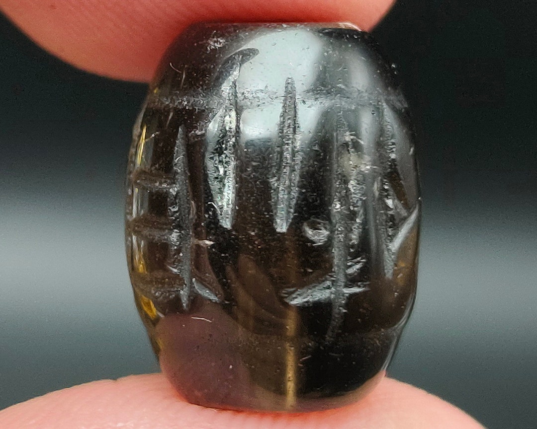Vintage Persian Middle Eastern Carving Islamic Brown Glass Barrel ...