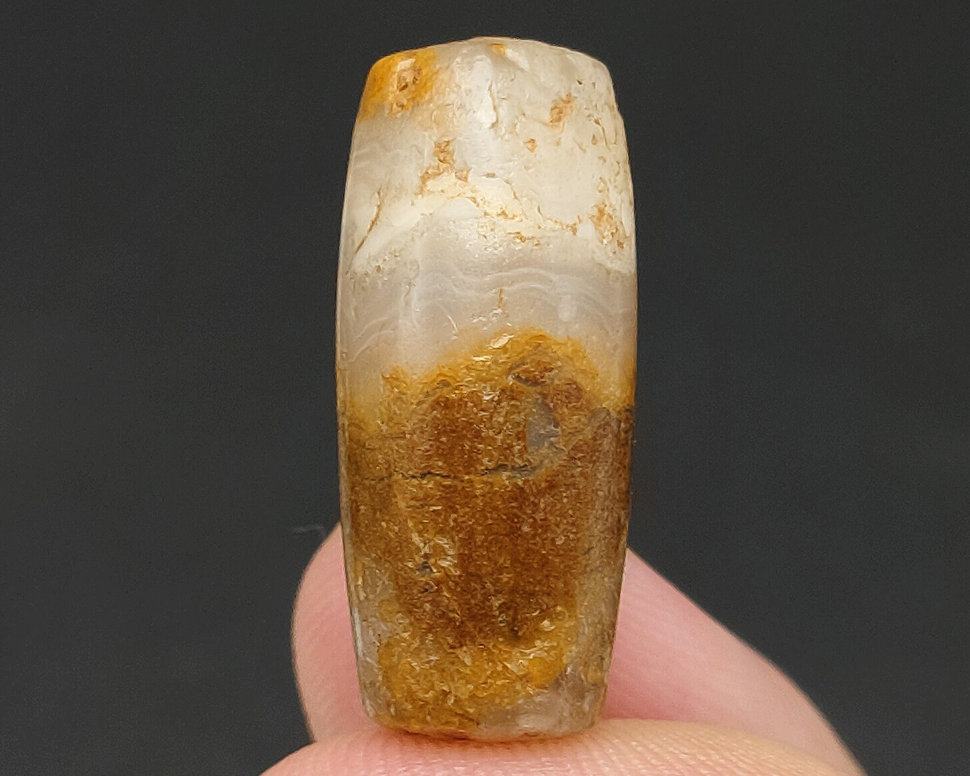 OLD Ancient Roman Bactrian Crystal Quartz Stone Tube Cylinder Bead # ...