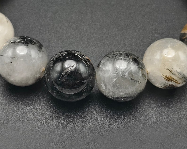14mm Natural Black Leklai Crystal Quatz Gemstone Healing Ball Beads ...